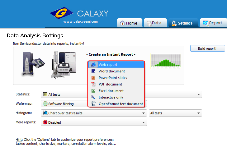 レポート形式 | GalaxySemi Customer Support